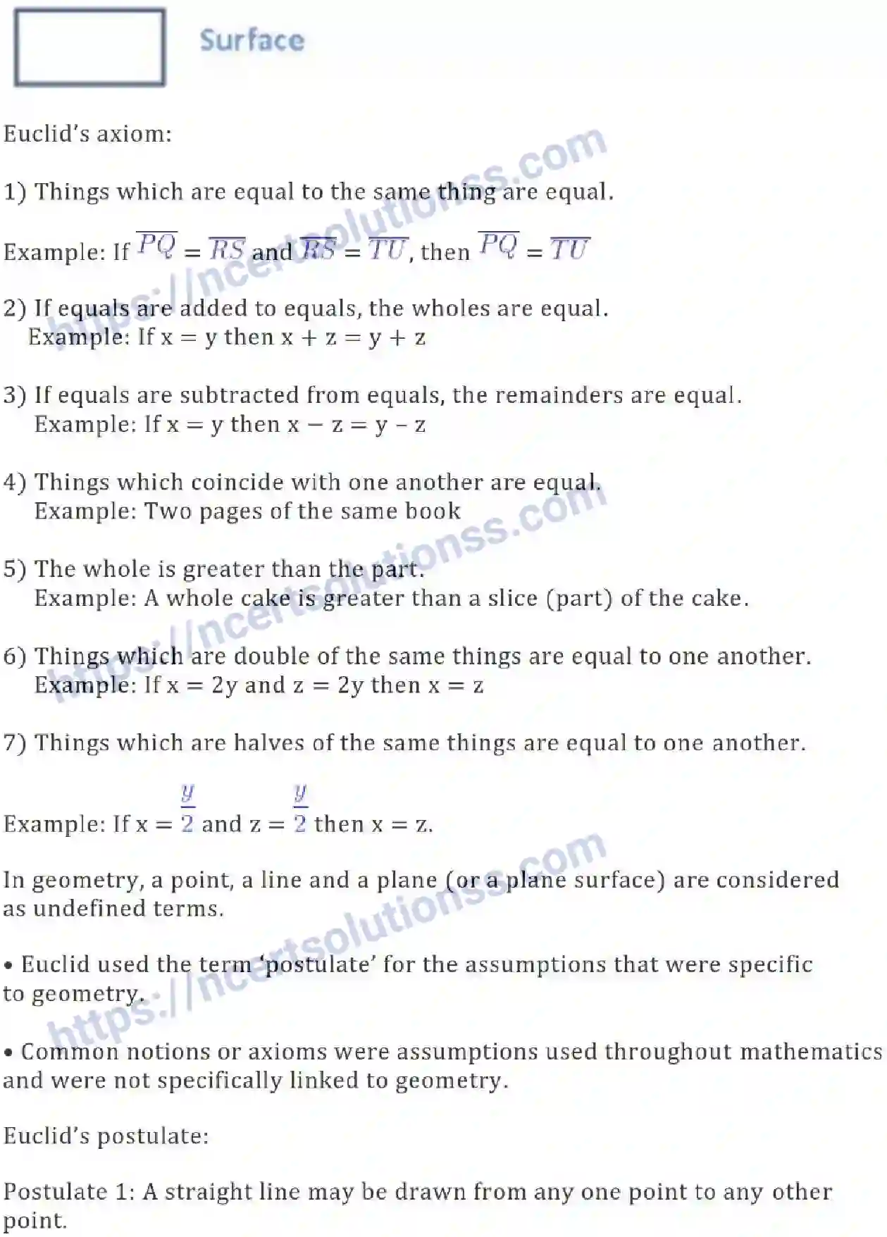 Class 9 Maths Euclid’s Geometry note