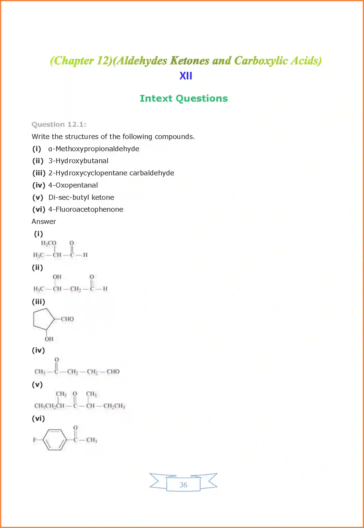 Class 12 Chemistry Aldehydes, Ketones and Carboxylic Acids Solution
