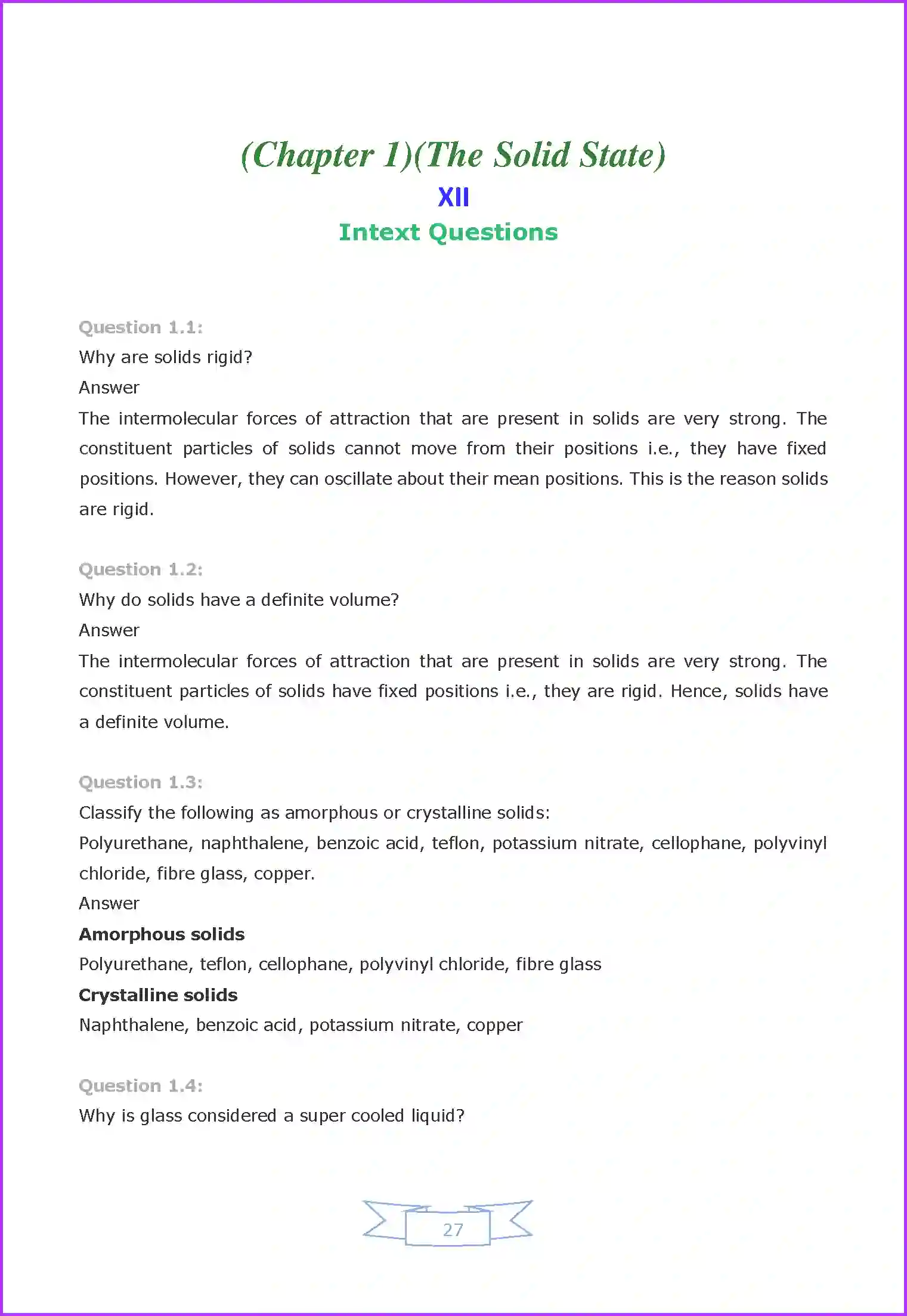 Class 12 Chemistry Chapter 1 Solution