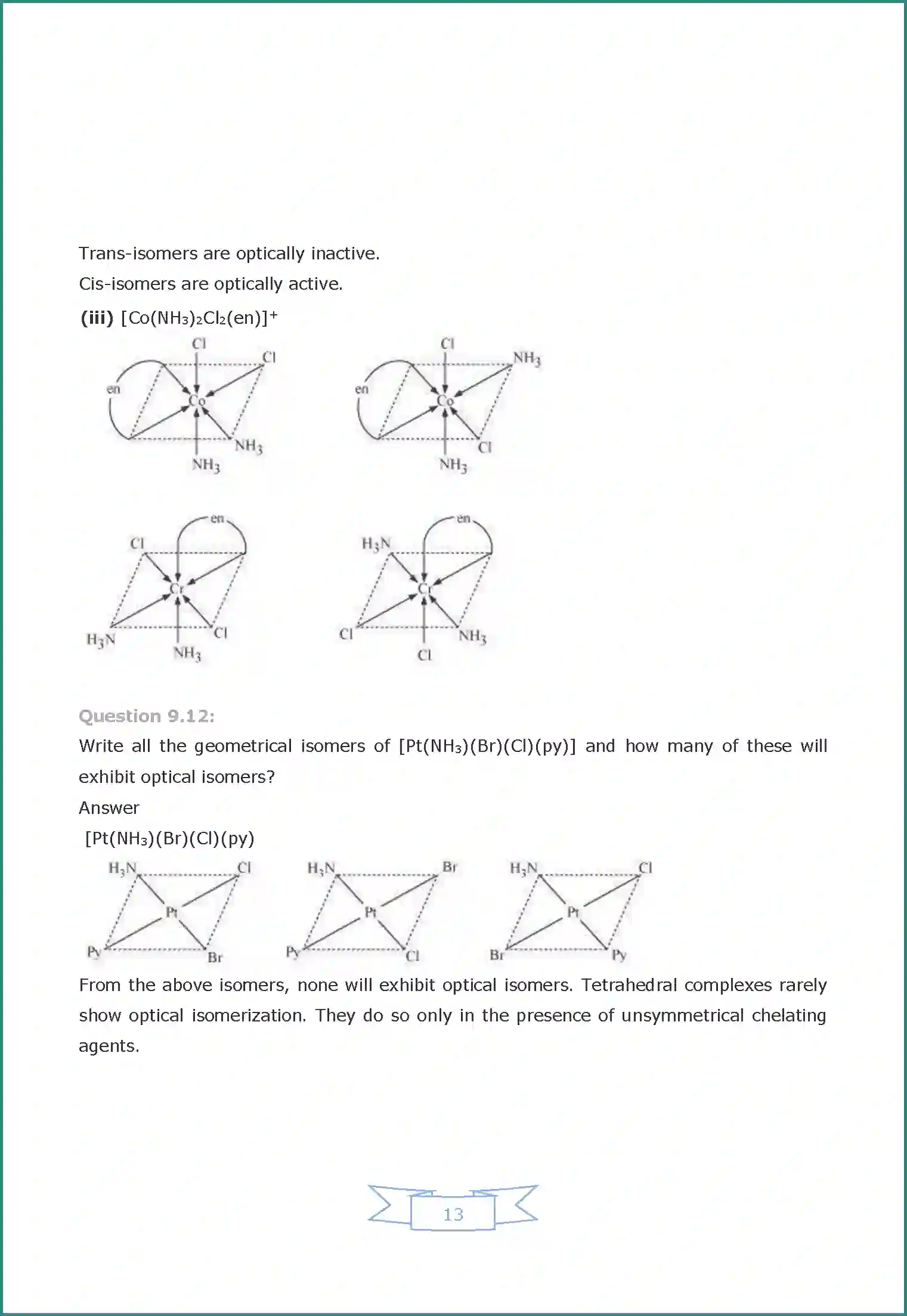 Class 12 Chemistry Coordination Compounds Solution