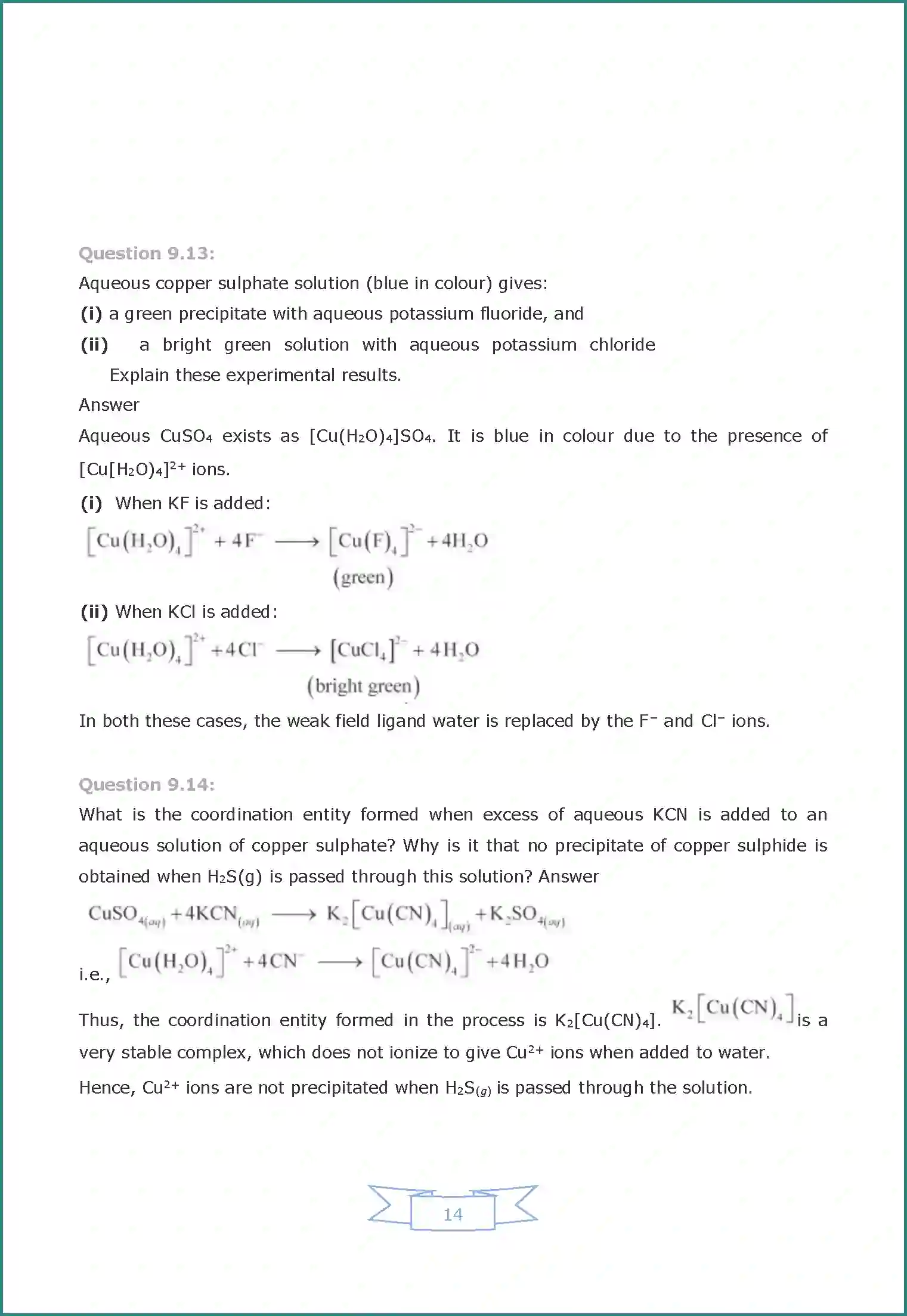 Class 12 Chemistry Coordination Compounds Solution