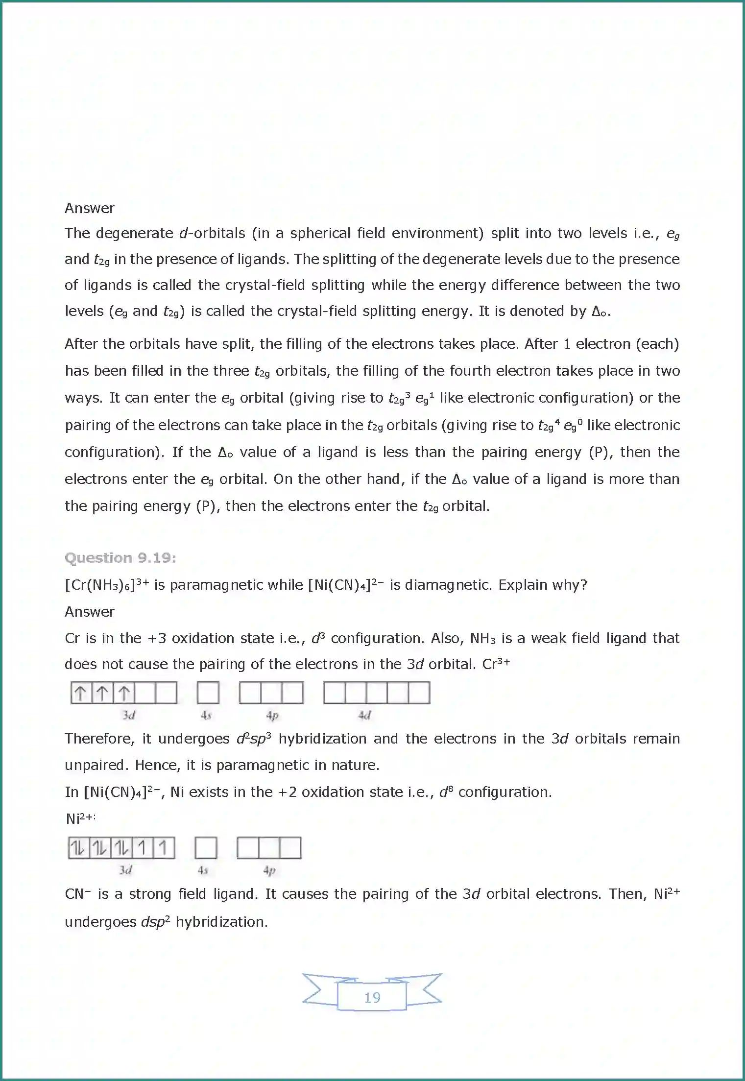 Class 12 Chemistry Coordination Compounds Solution