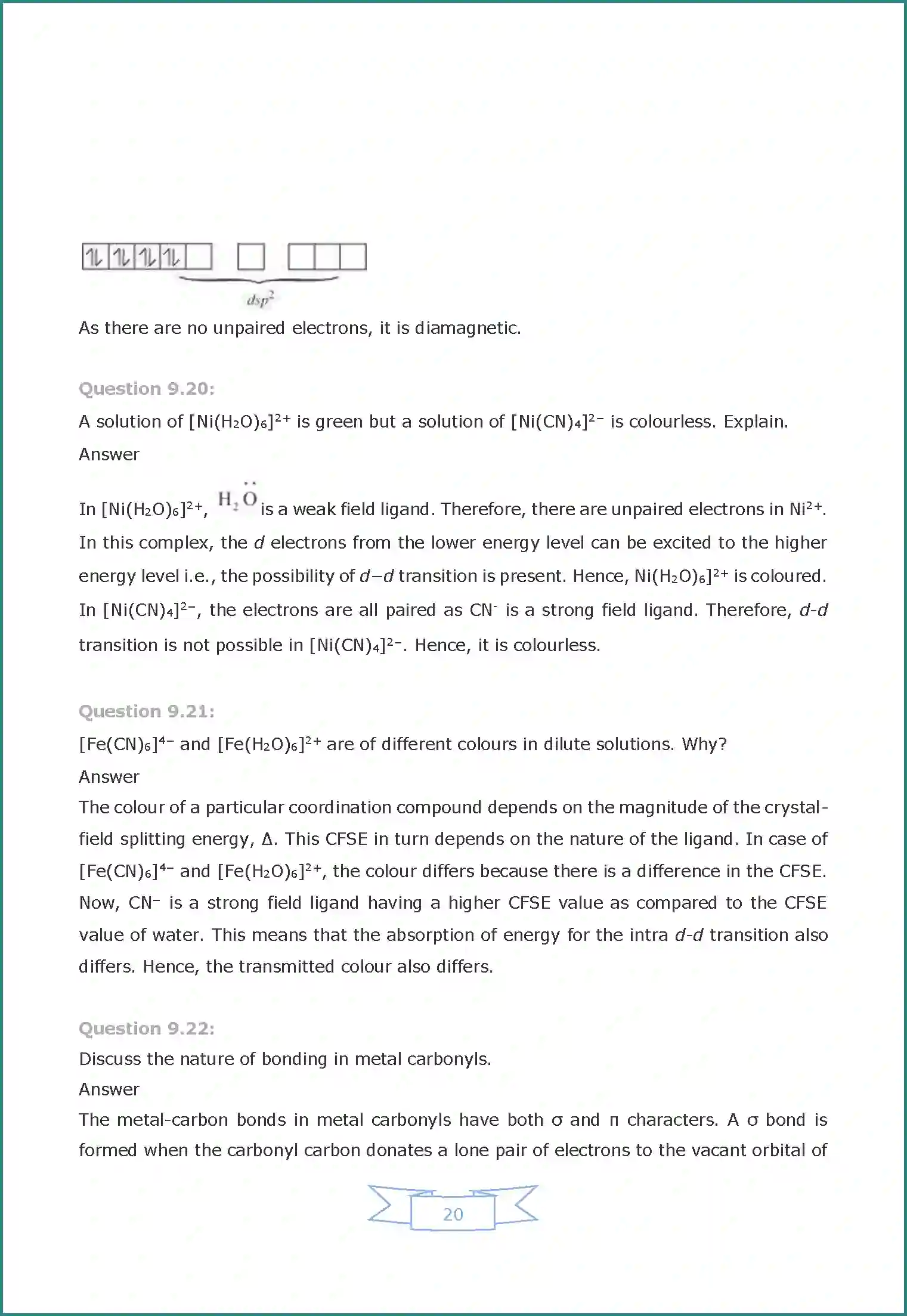 Class 12 Chemistry Coordination Compounds Solution