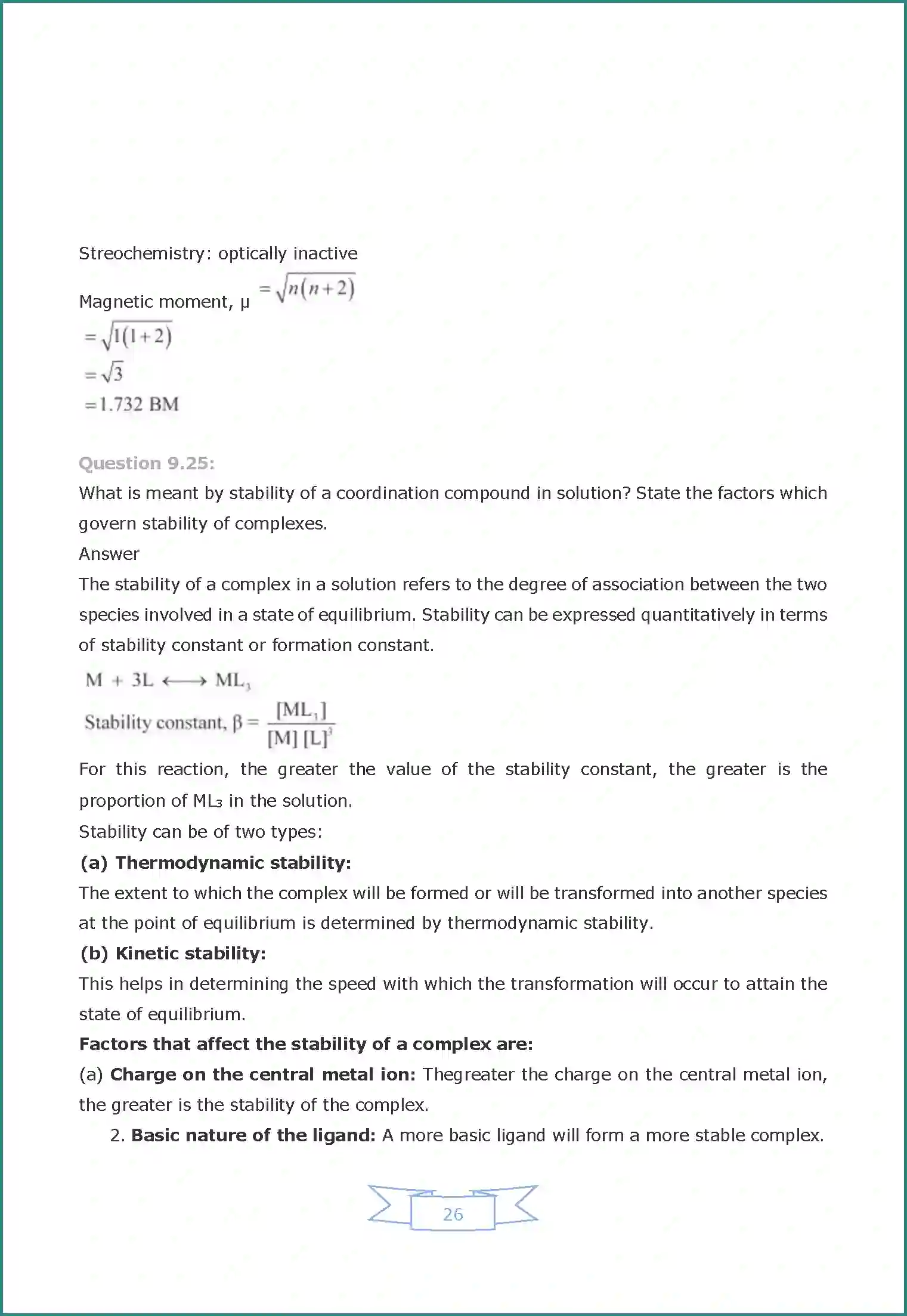 Class 12 Chemistry Coordination Compounds Solution