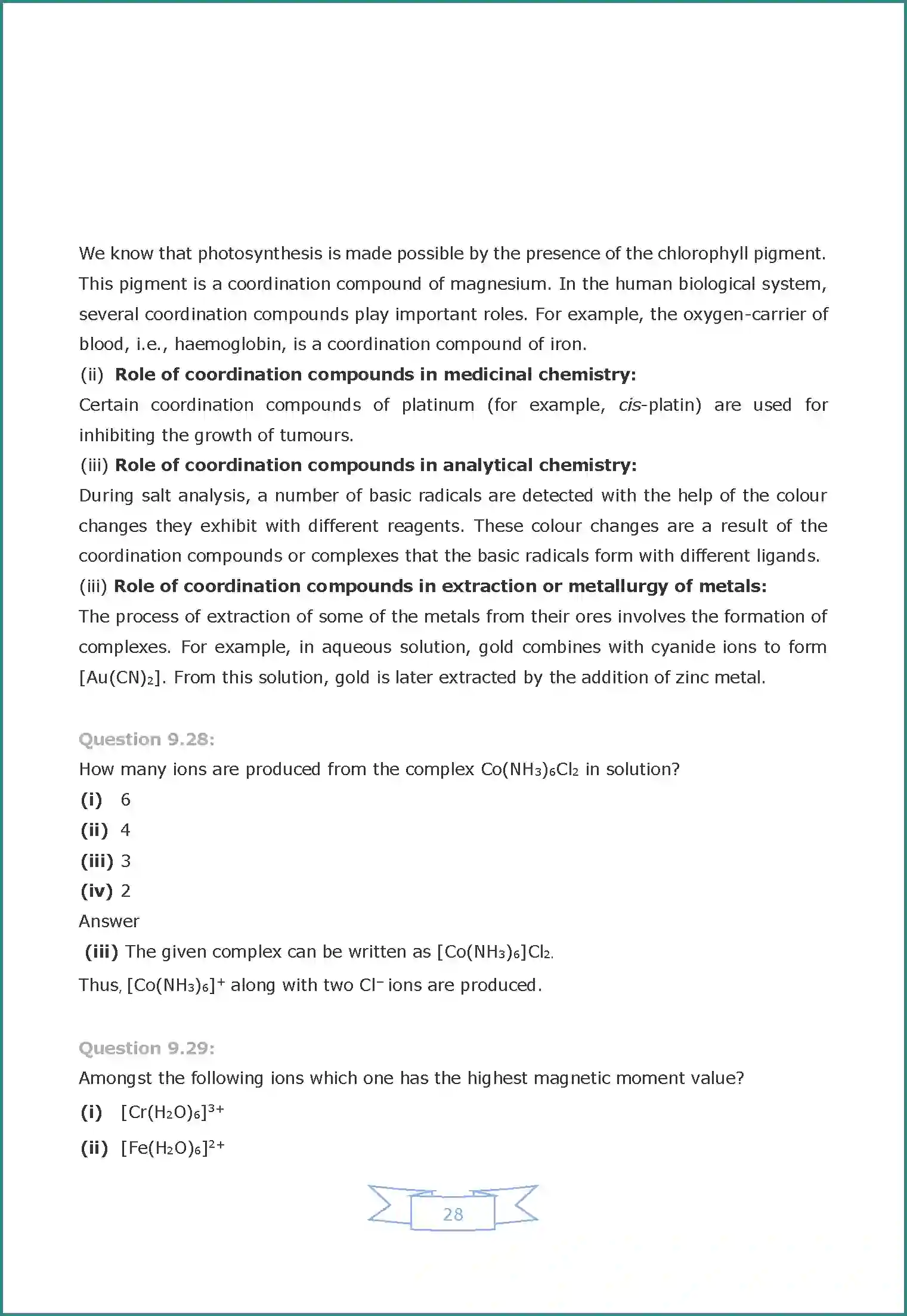 Class 12 Chemistry Coordination Compounds Solution