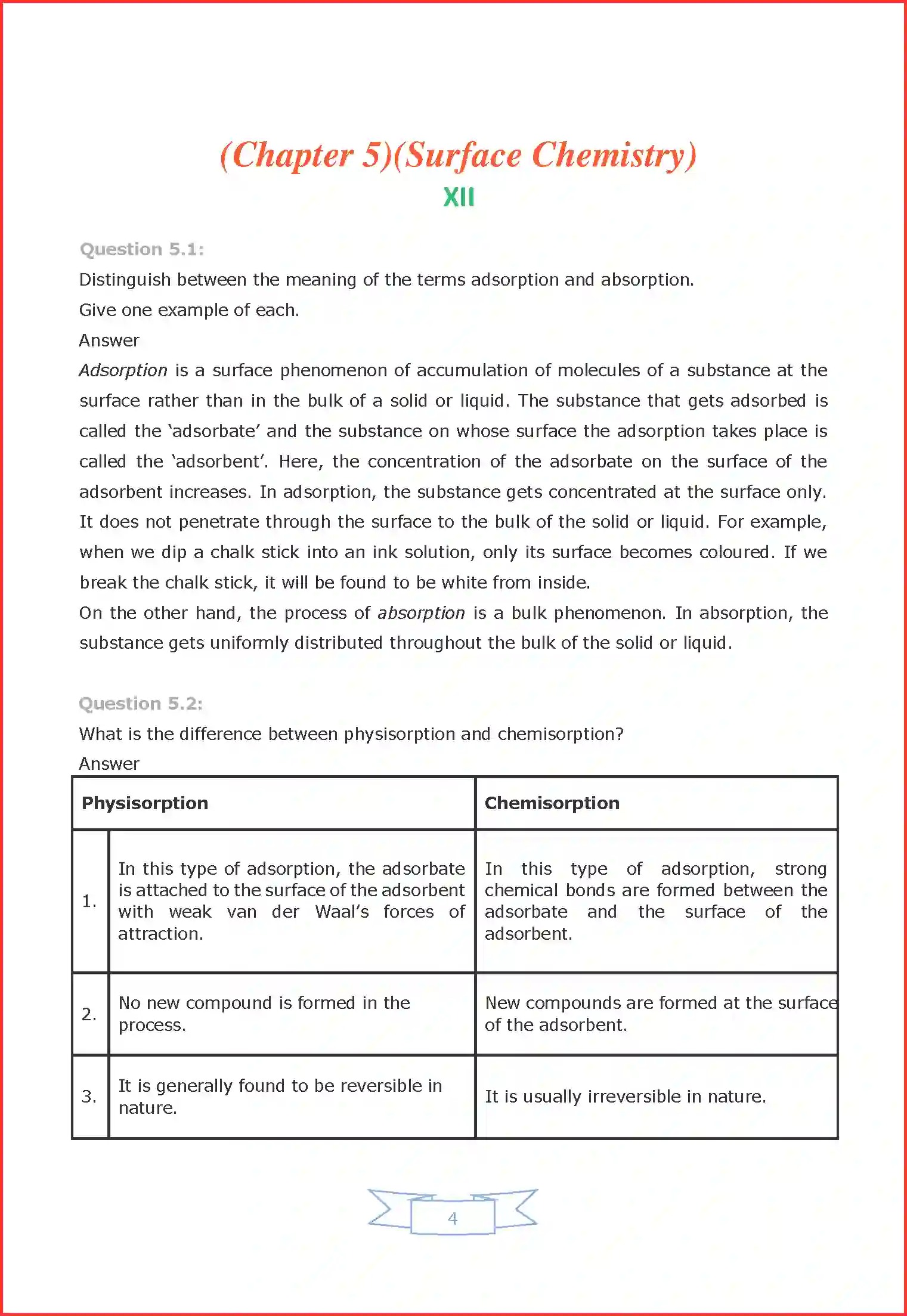 Class 12 Chemistry Surface Chemistry Solution