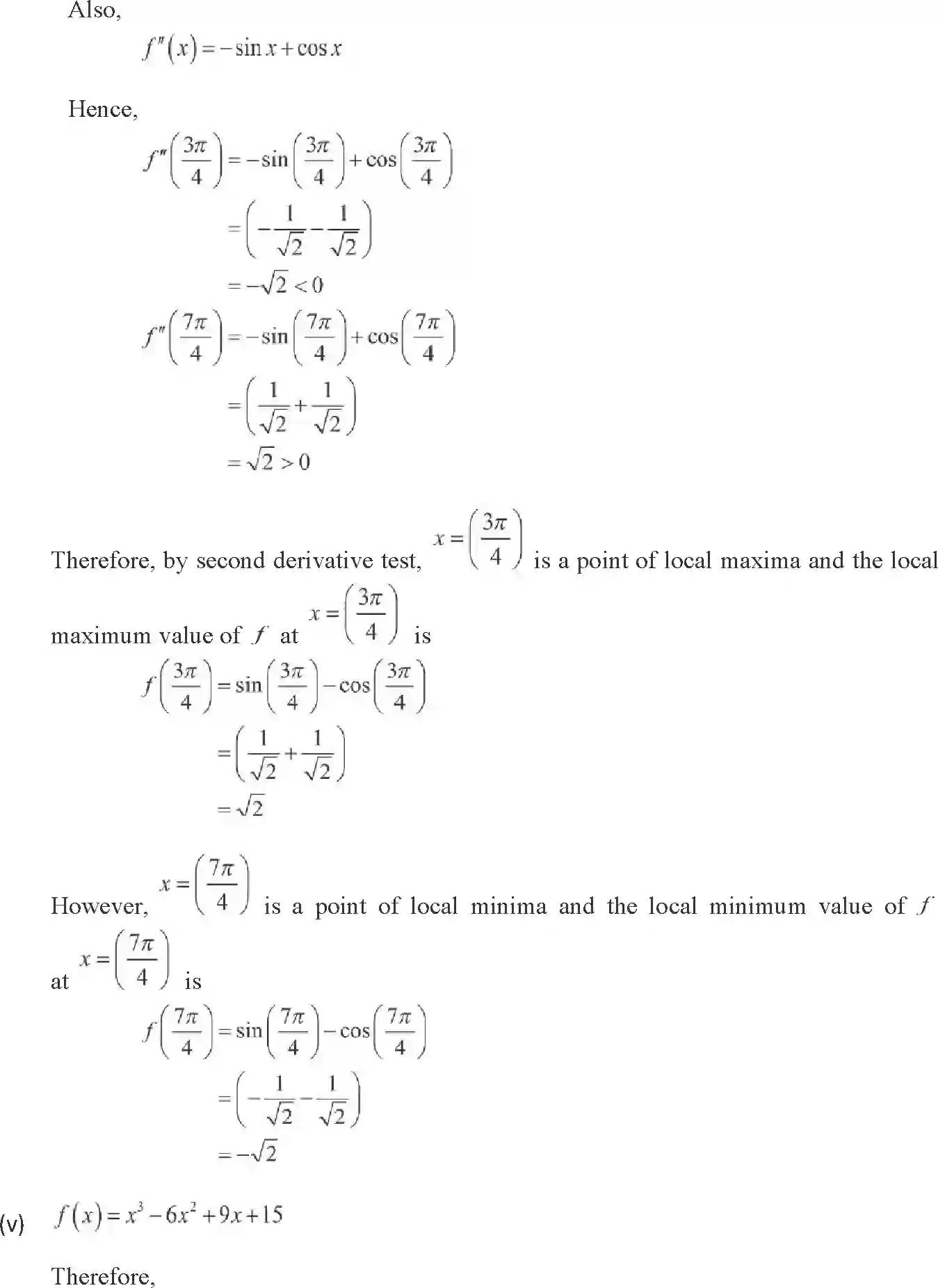 Class 12 Maths Applications of Derivatives Solution