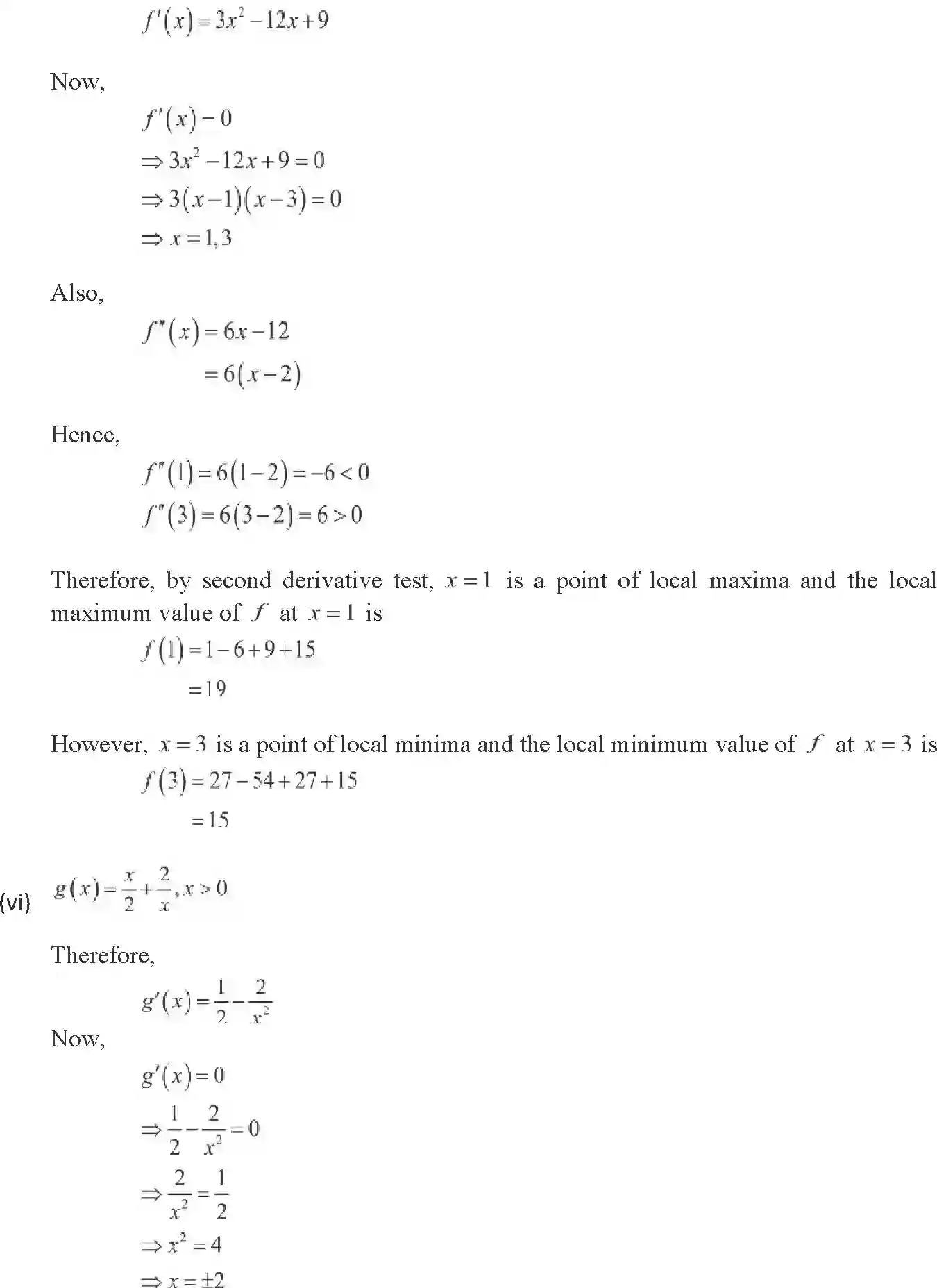 Class 12 Maths Applications of Derivatives Solution