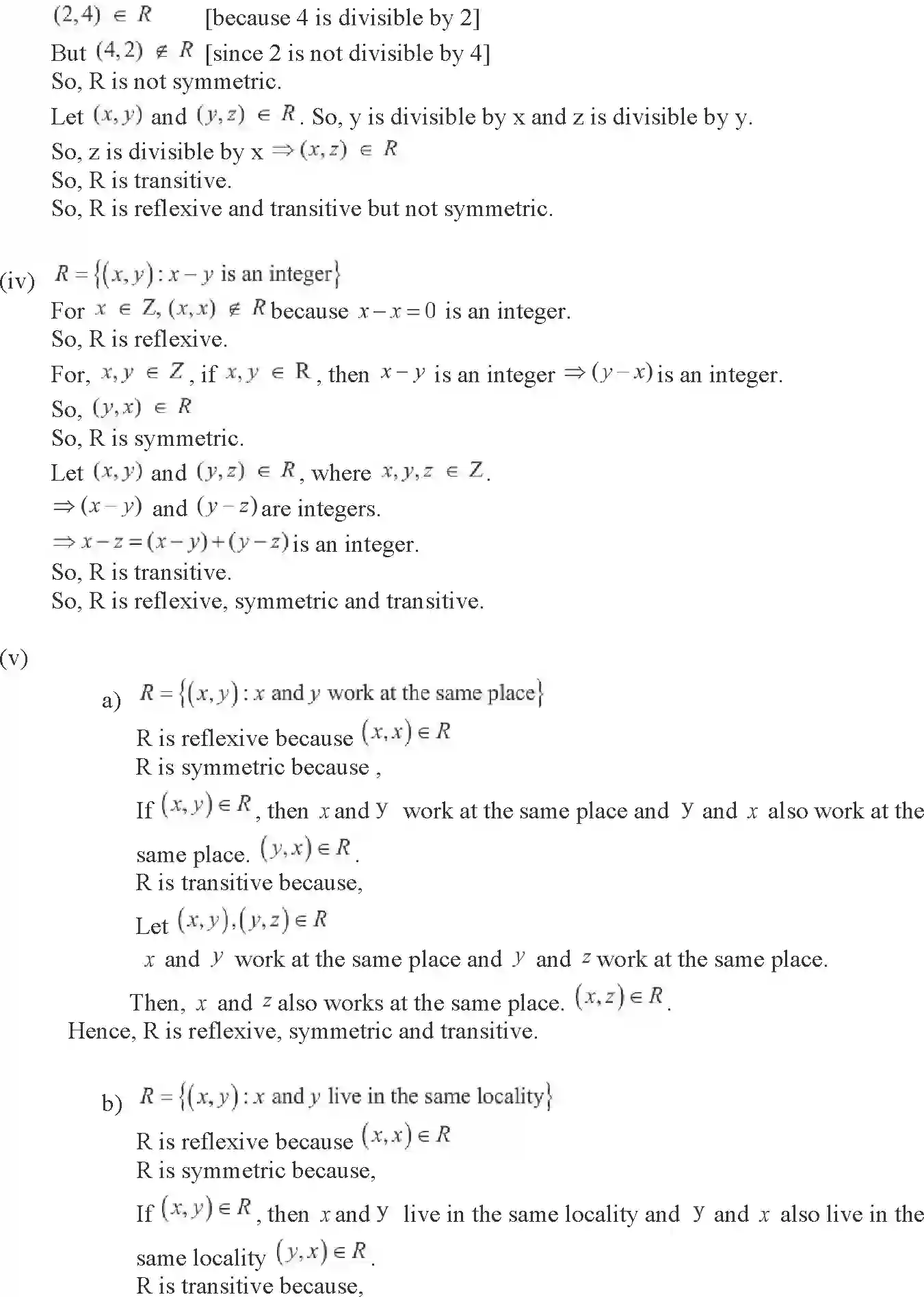 Class 12 Maths Relations and Functions Solution