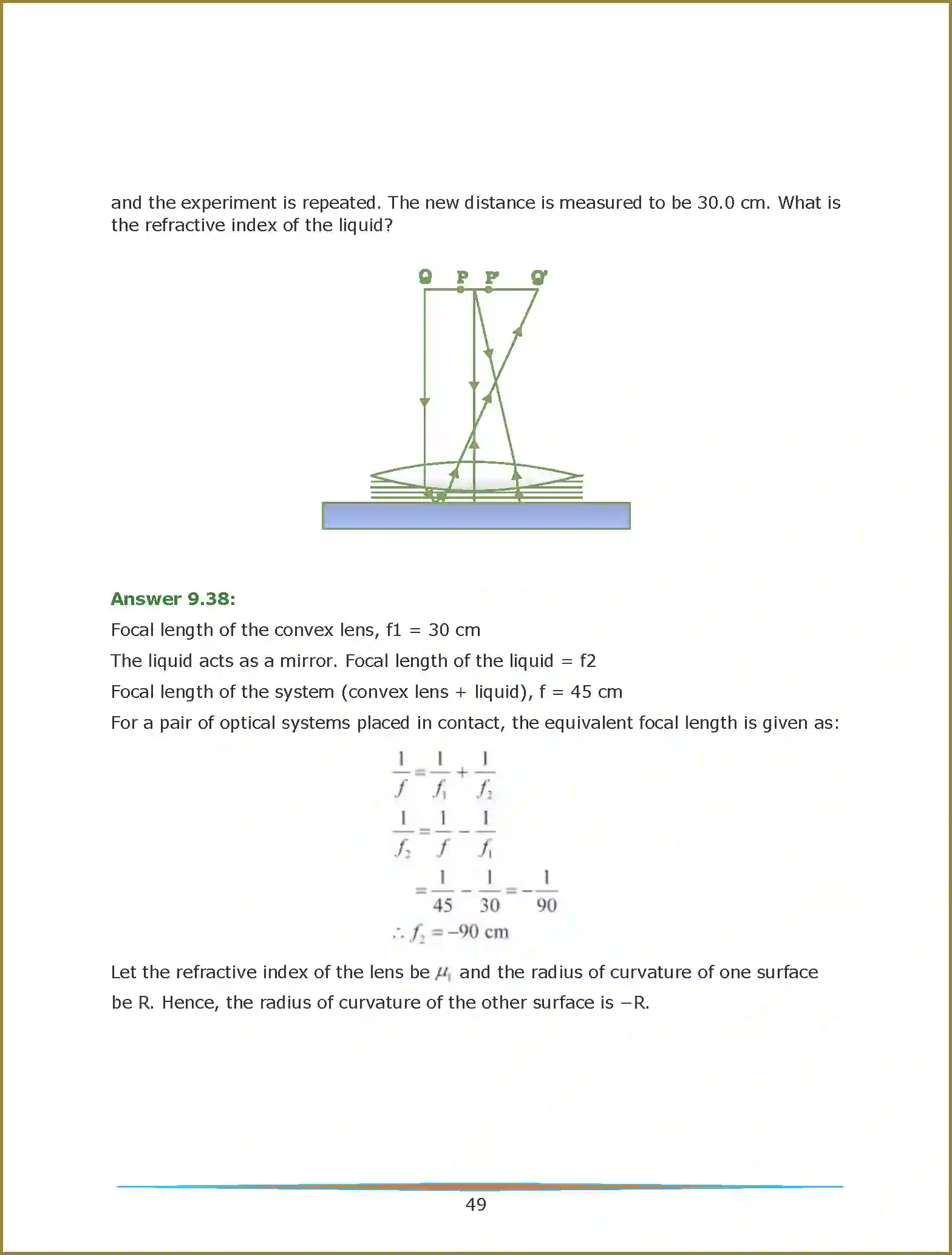 Class 12 Physics Chapter 9 Ray Optics and Optical Instruments Solution
