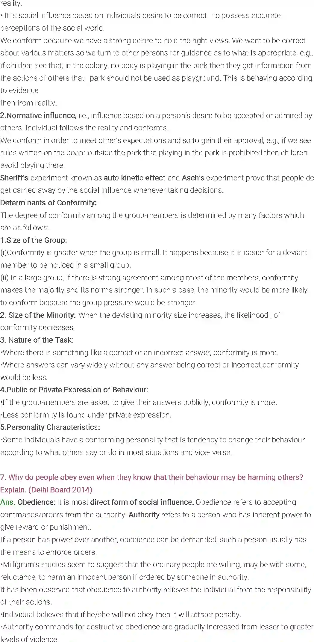 Class 12 Psychology Chapter 7 Social Influence And Group Processes Solution