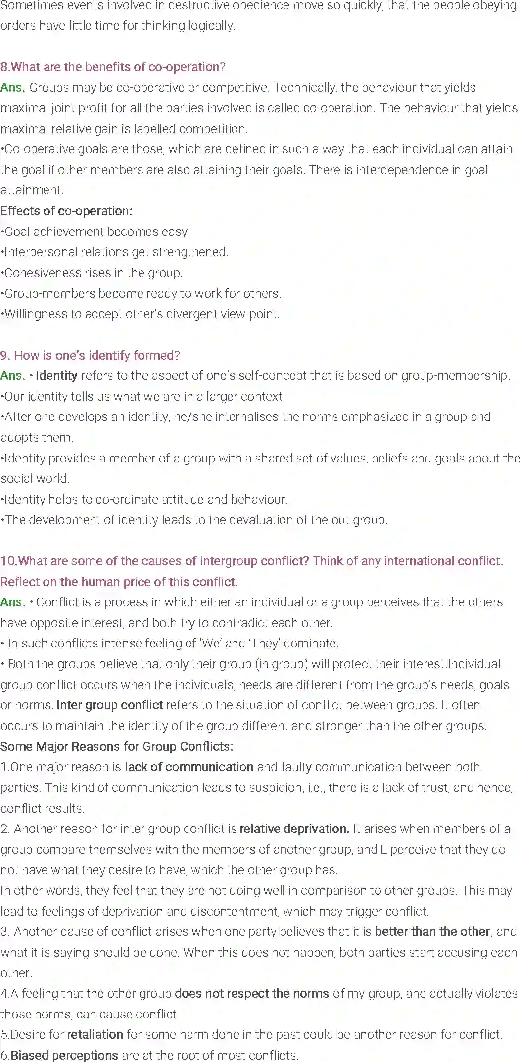 Class 12 Psychology Chapter 7 Social Influence And Group Processes Solution