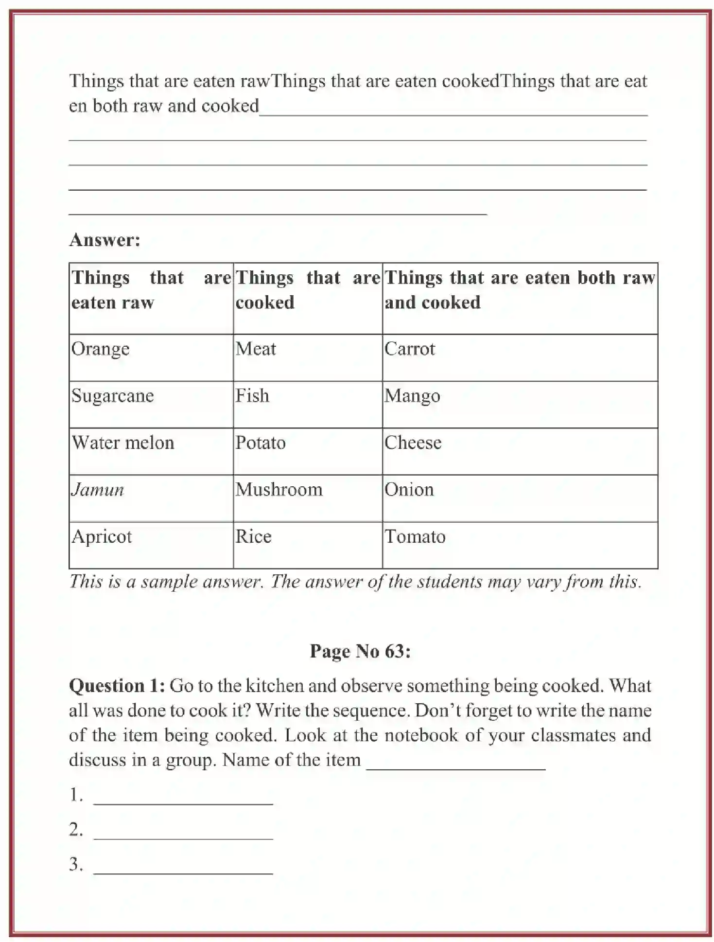 Class 3 Looking Around (EVS) Chapter 10 What is Cooking Solution