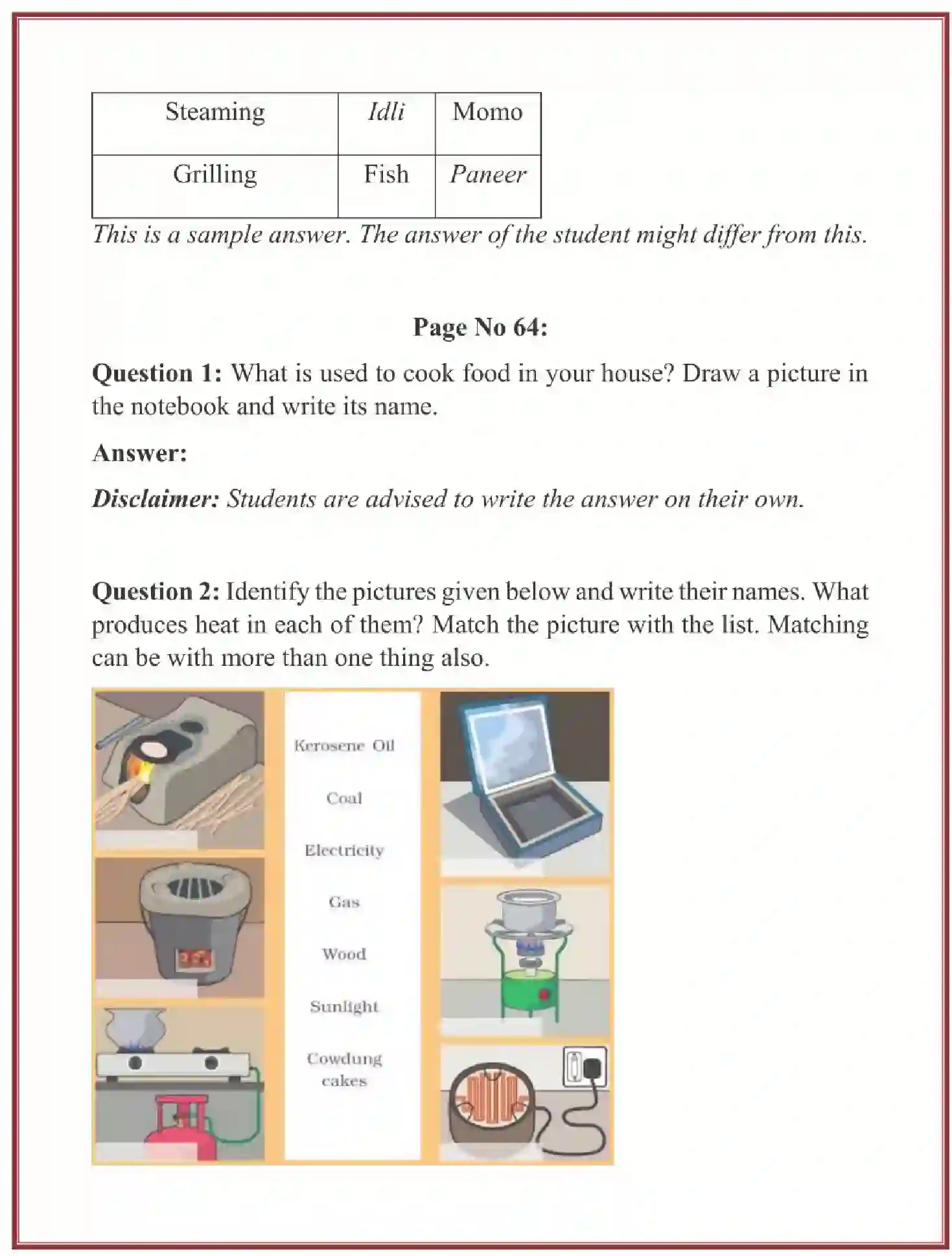 Class 3 Looking Around (EVS) Chapter 10 What is Cooking Solution