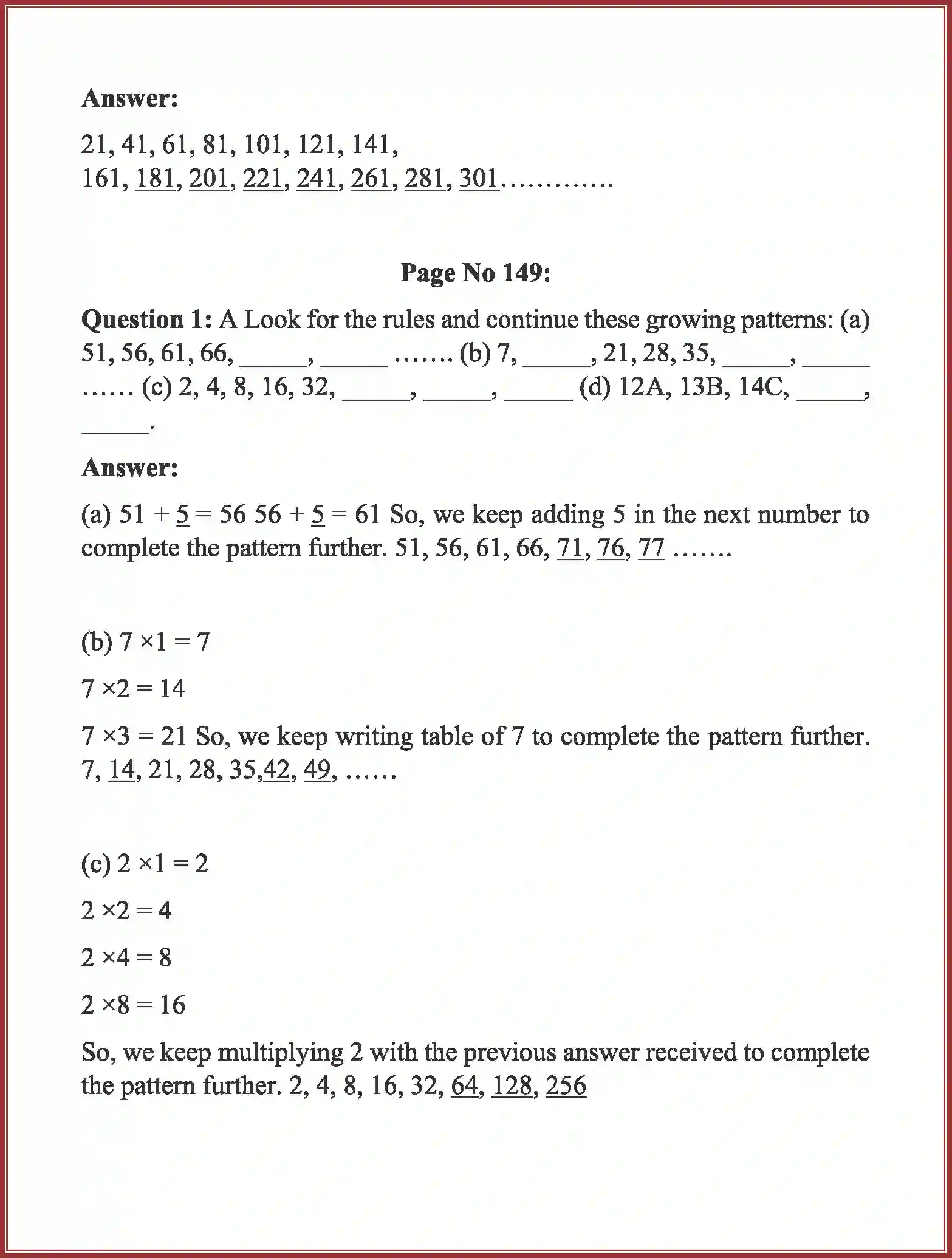 Class 3 Maths Chapter 10 Play With Patterns Solution
