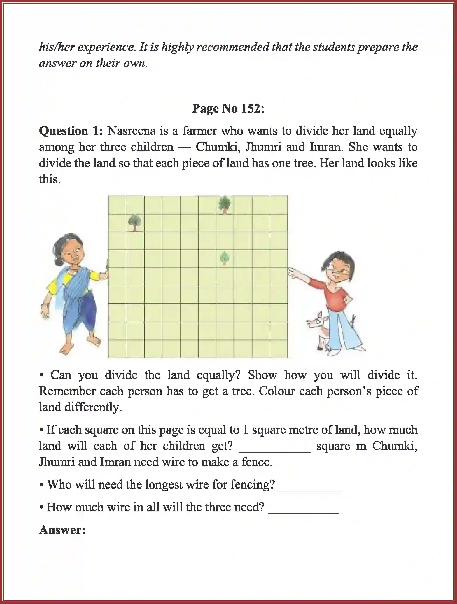 Class 5 Maths Chapter 11 Areas and Its Boundary Solution