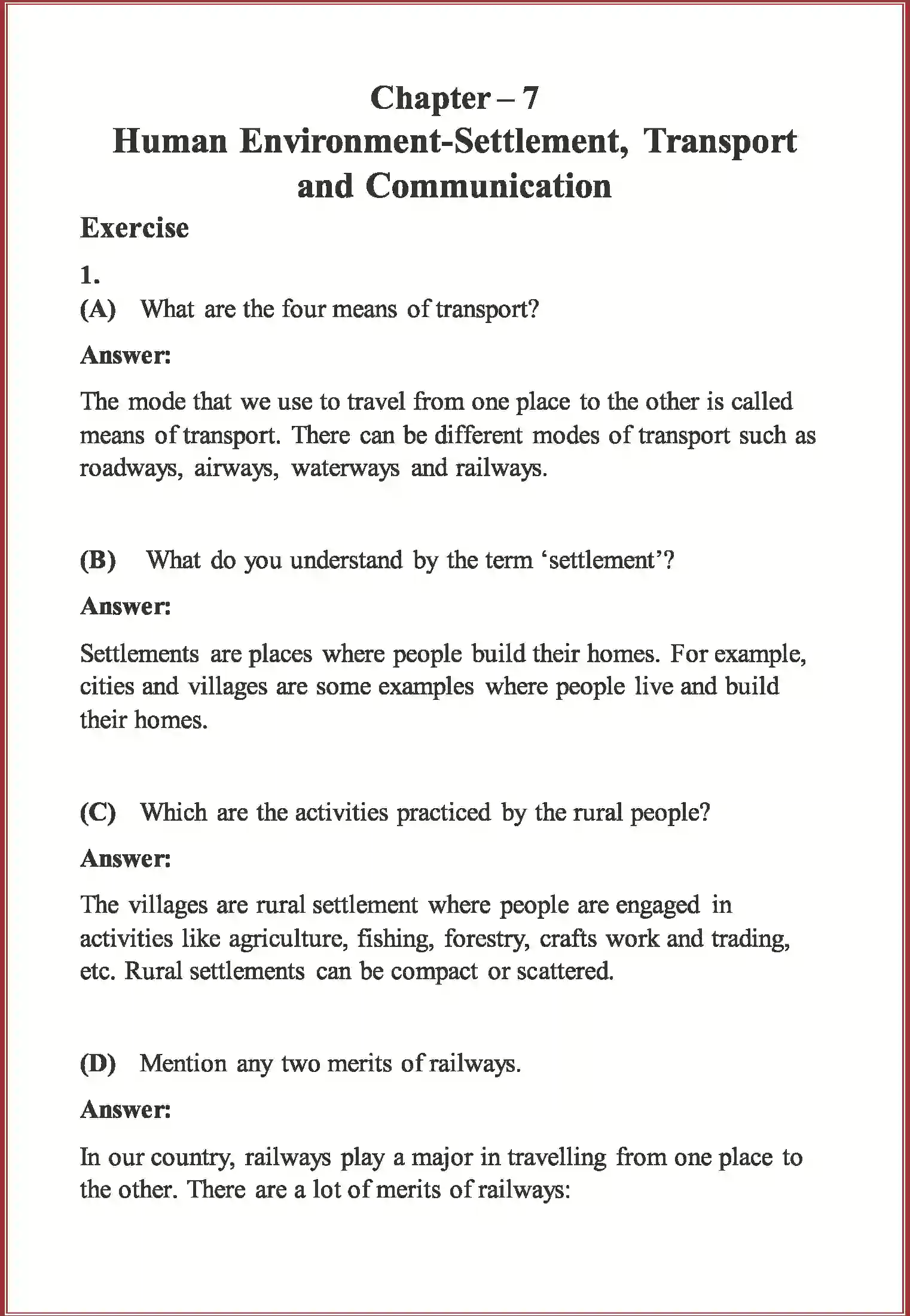 Class 7 Social Science Our Environment Chapter 7 Human Environment ...