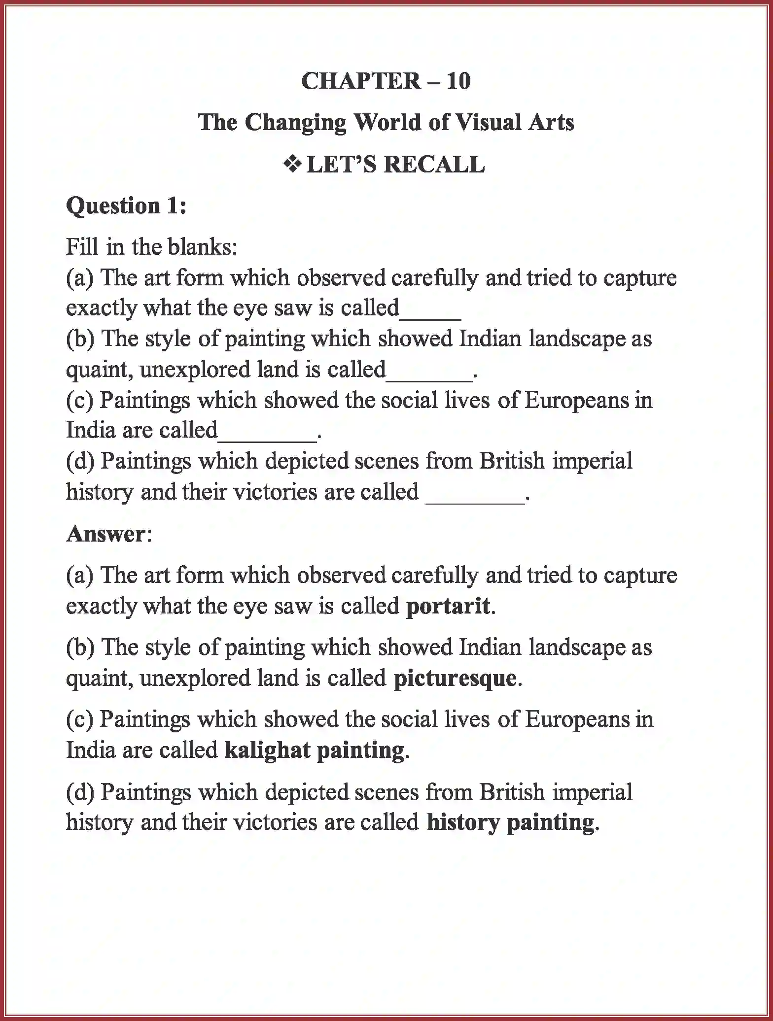 Class 8 History Our Pasts – III Chapter 10 The Changing World of Visual ...