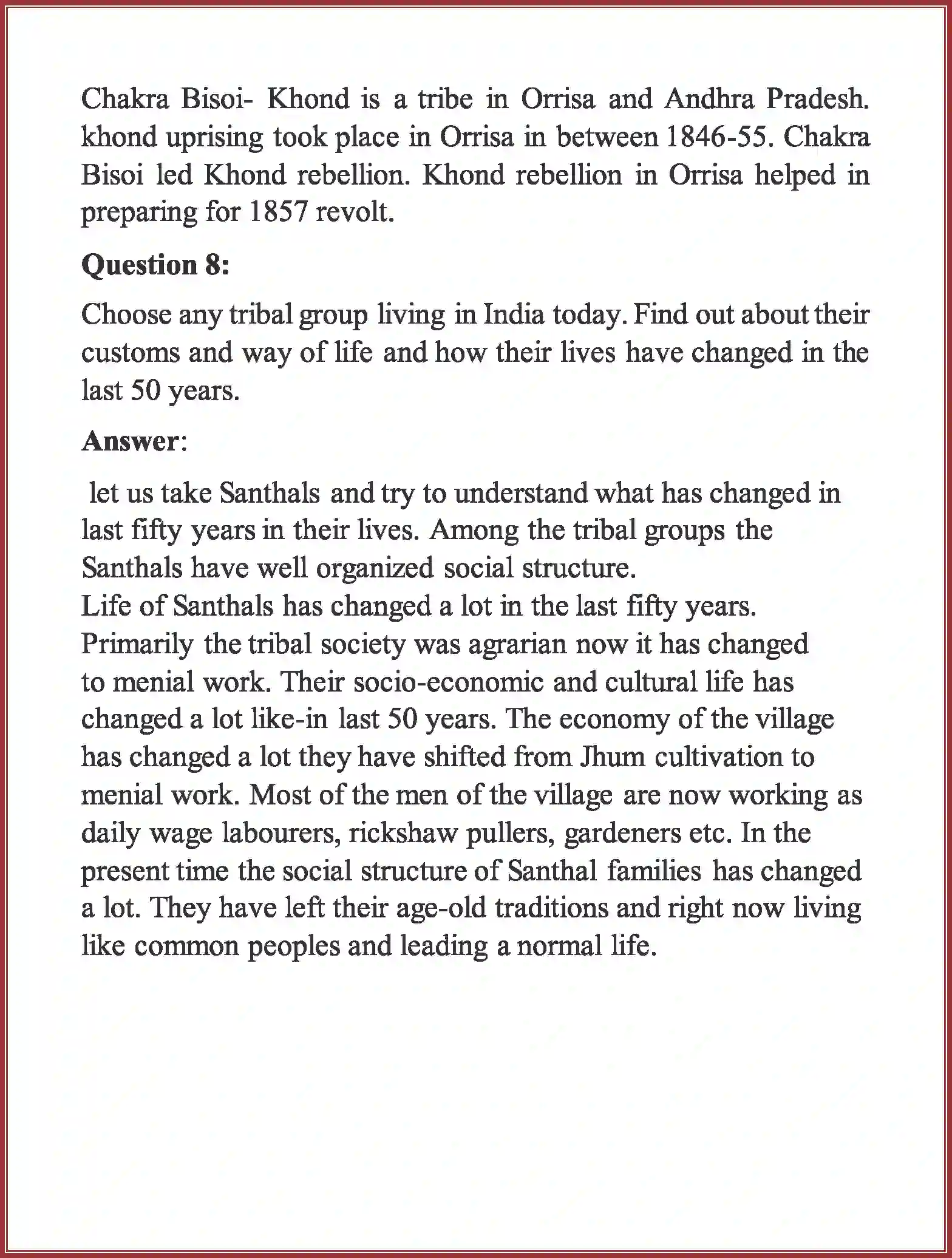 Class 8 History Our Pasts – III Chapter 4 Tribals, Dikus and the Vision ...