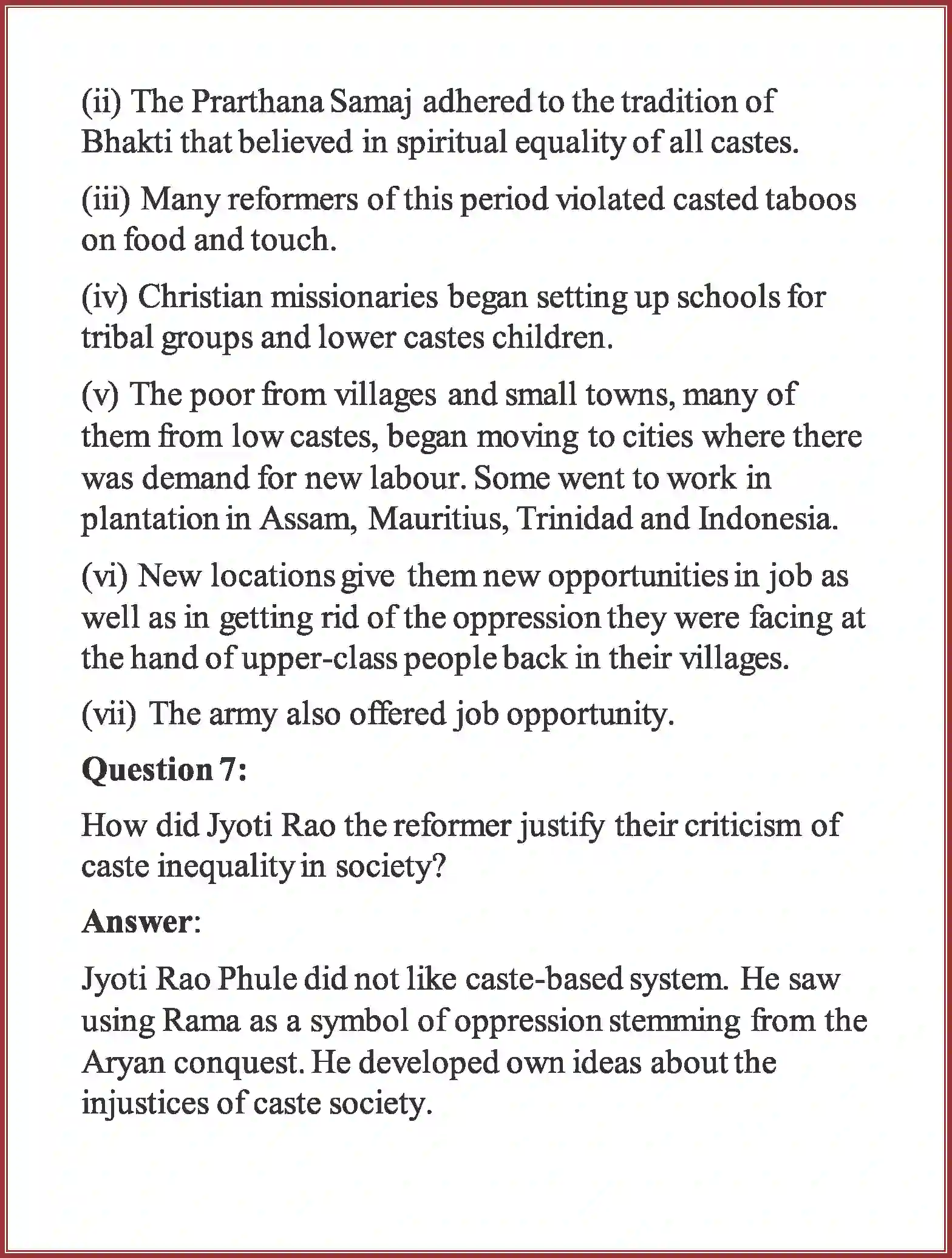 Class 8 History Our Pasts – III Chapter 9 Women, Caste and Reform Solution