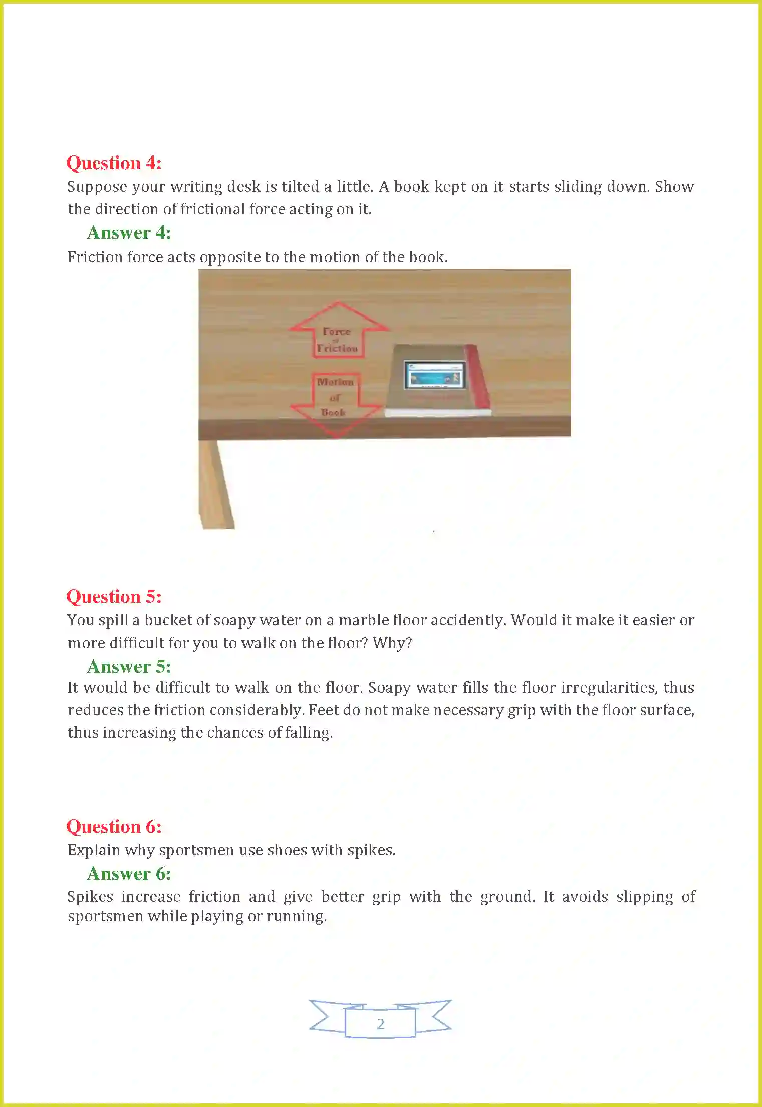Class 8 Science Chapter 12 Friction Solution