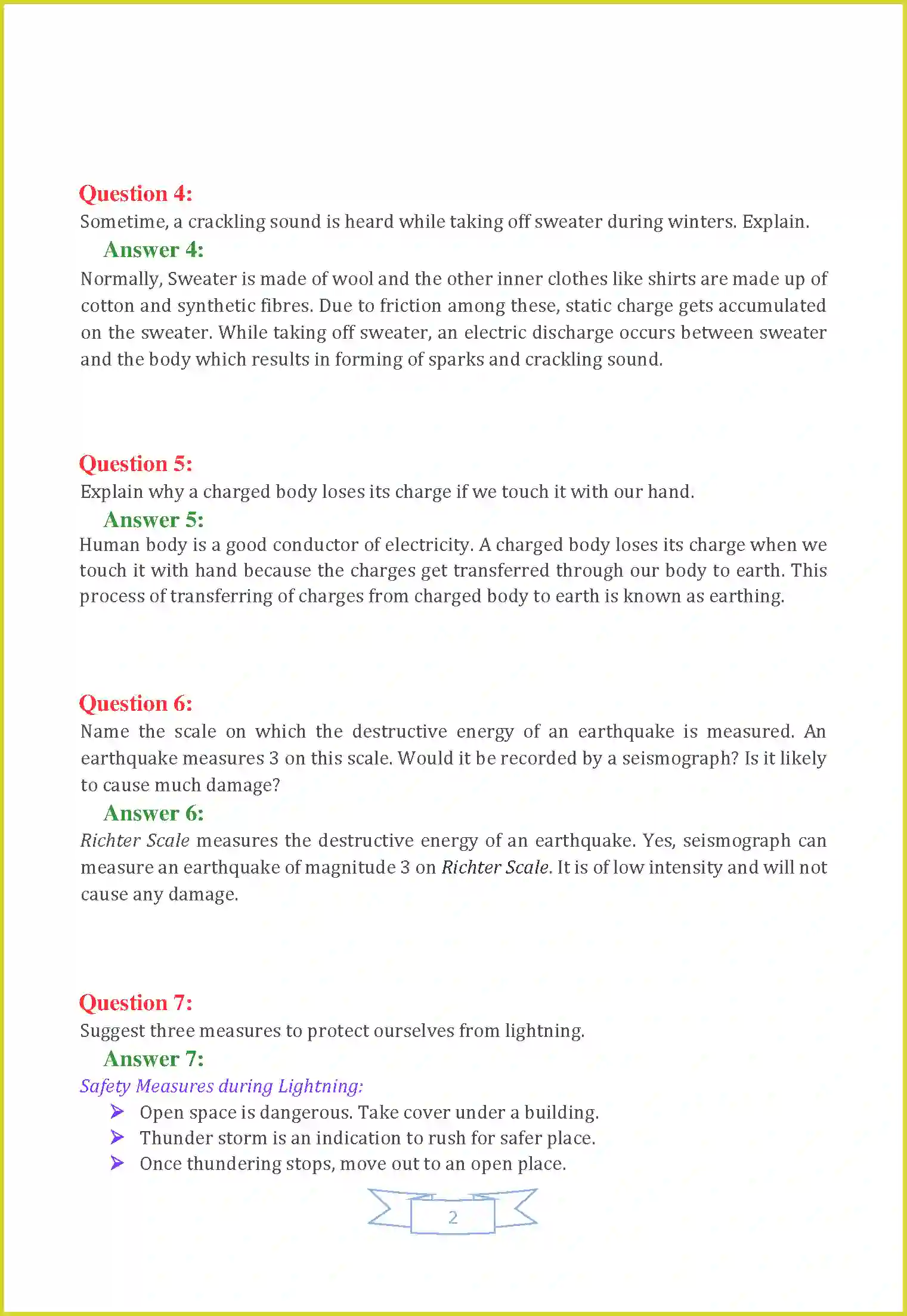 Class 8 Science Chapter 15 Some Natural Phenomena Solution