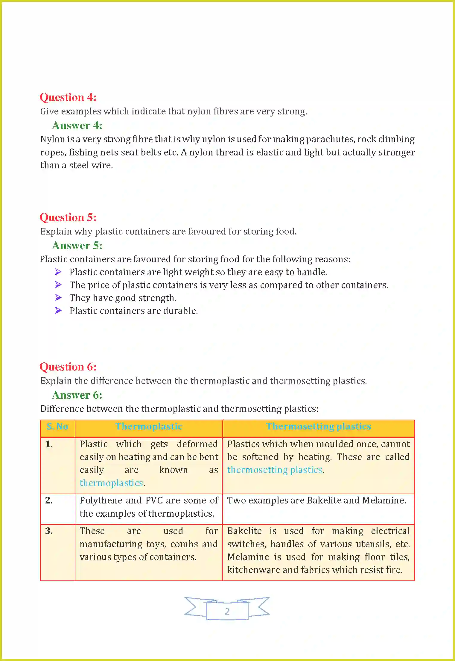 Class 8 Science Chapter 3 Synthetic Fibres and Plastics Solution